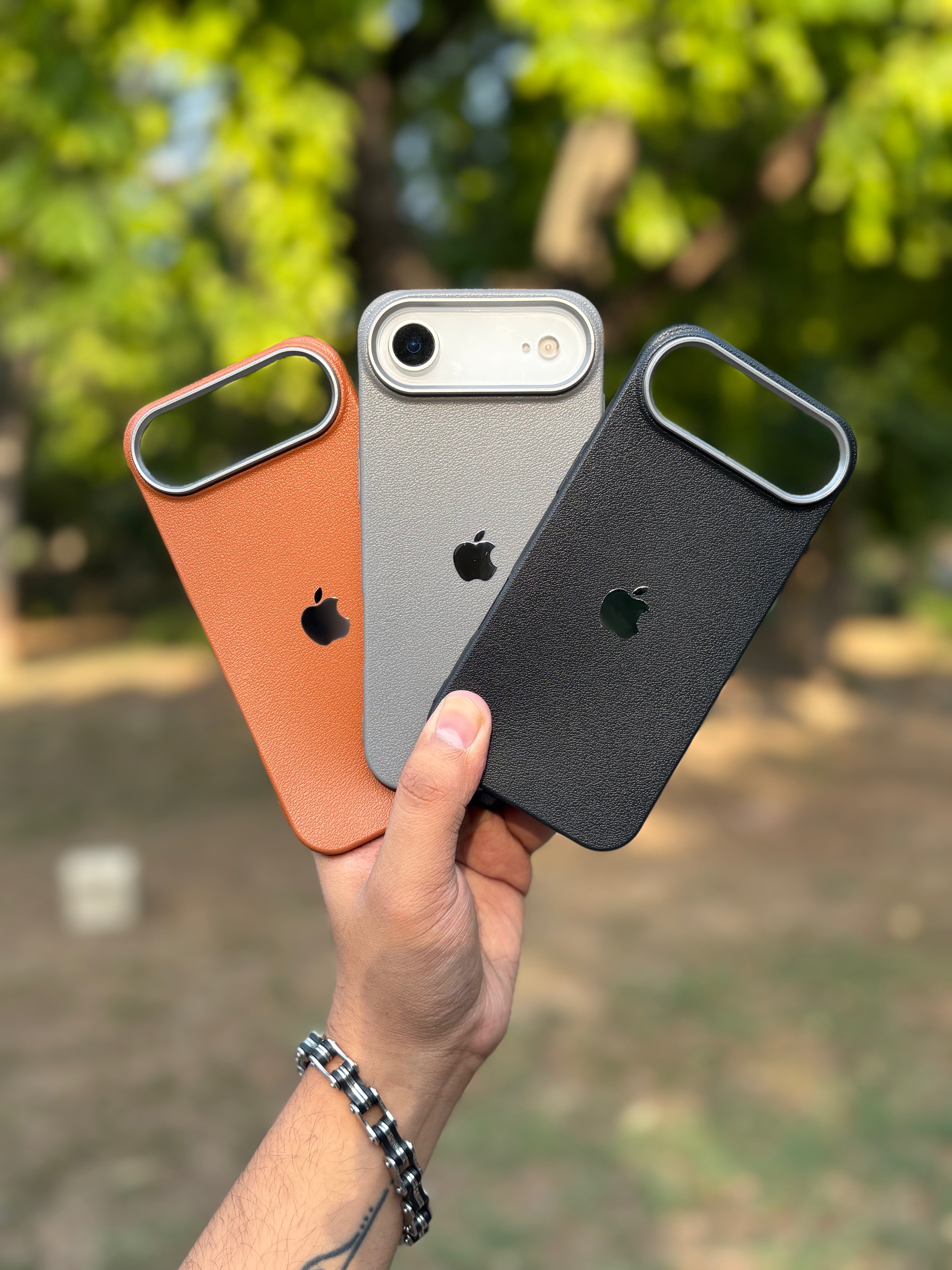 iPhone Leather Finish cases: Pack of 3 (Brown, Grey, Black) – partspick